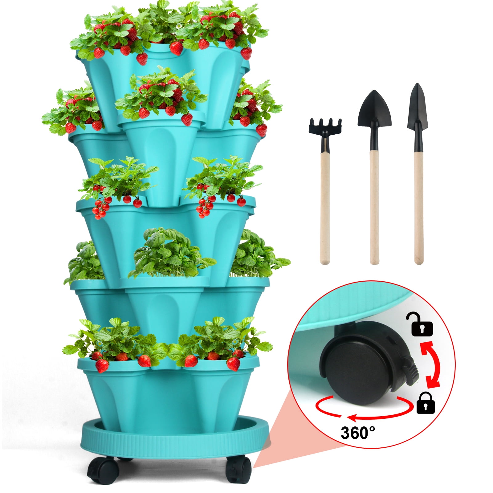5 Tier Vertical Gardening Stackable Planter for Strawberries, Flowers ...
