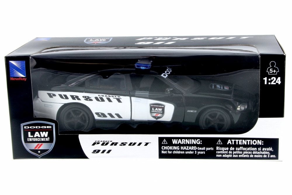 Dodge Charger Police Car, Black - New Ray 71903 - 1/24 Scale Diecast ...