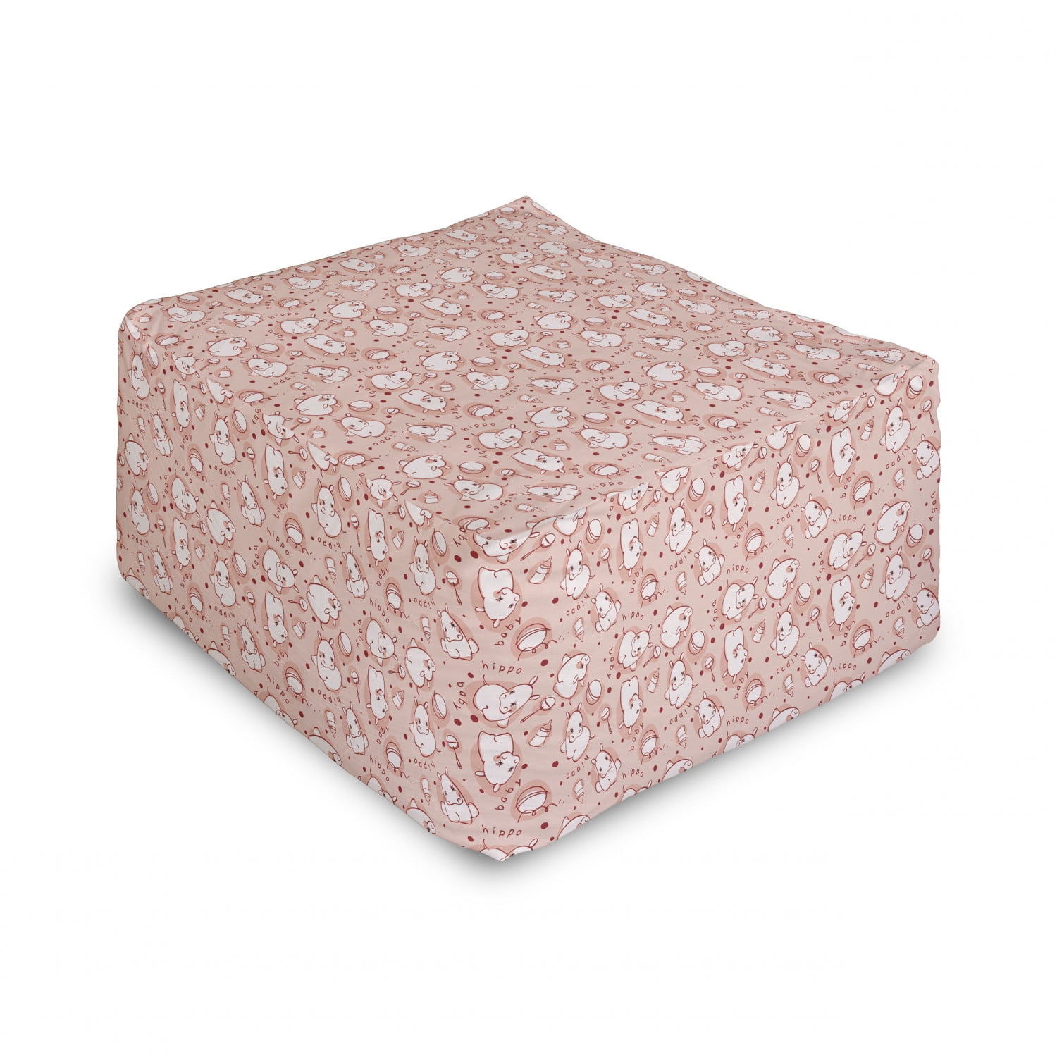 Hippo Rectangle Pouf, Hippo Pattern Wild Animal Funny Girls Boys ...