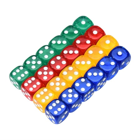 24Pieces 16MM Rounded Corners Playing Dices Party Prop 4-Color ...