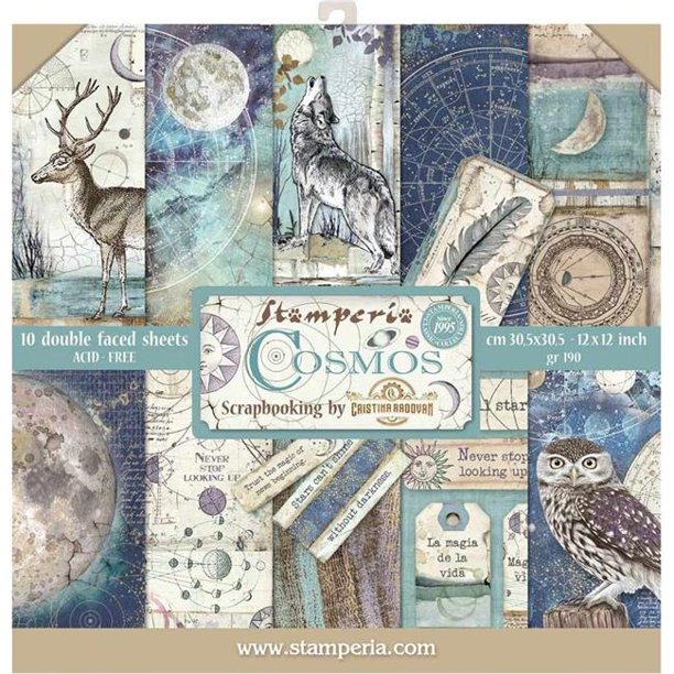 Stamperia Double-Sided Paper Pad 12"X12" 10/Pkg-Cosmos, 10 Designs/1 ...