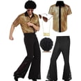 70s Disco Outfit Costume for Men, Include Shirt Bell Bottom Pants Wig ...