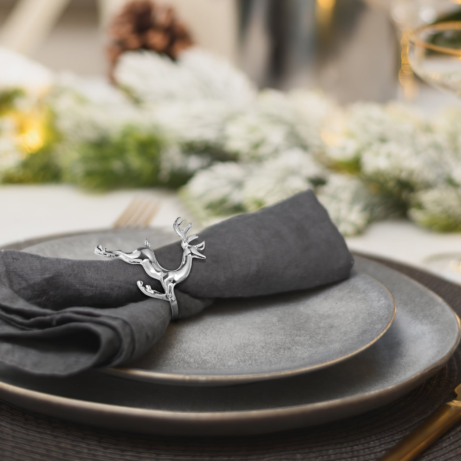 Click here for Kakowely 6pcs Silver Christmas Napkin Rings Reinde... prices