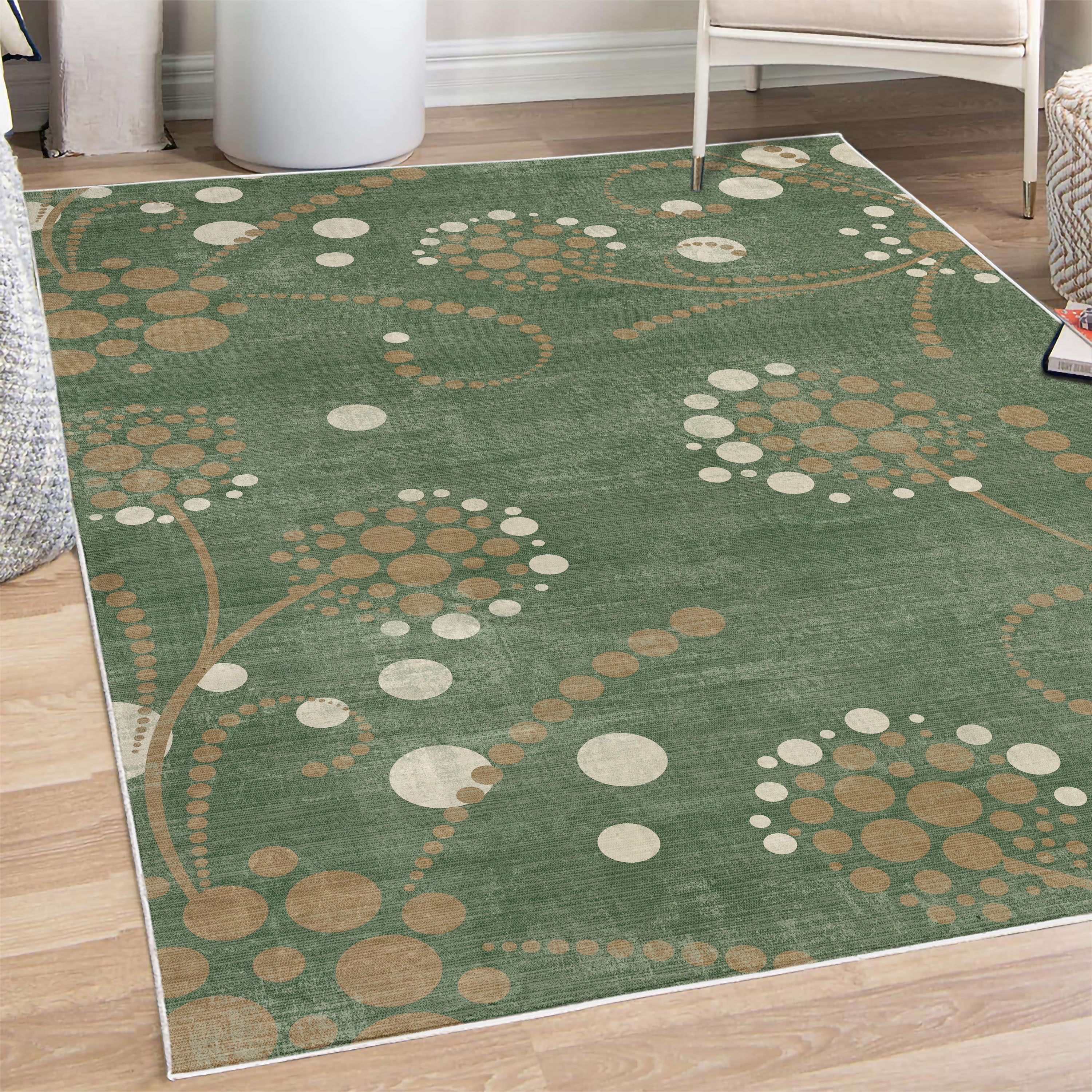 Abstract Decorative Rug, Spiral Form Circular Flowers Modern Style ...