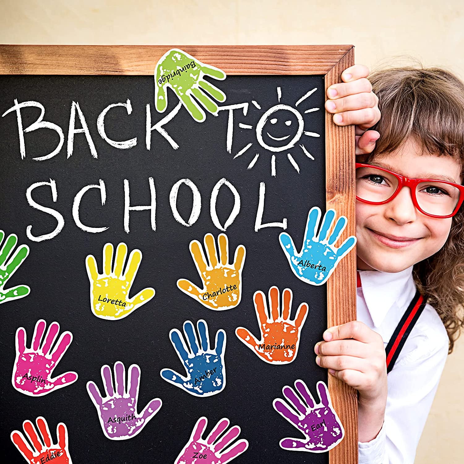 72 Pieces Colorful Handprints Cut Outs Handprint Accents Wall Decor for ...