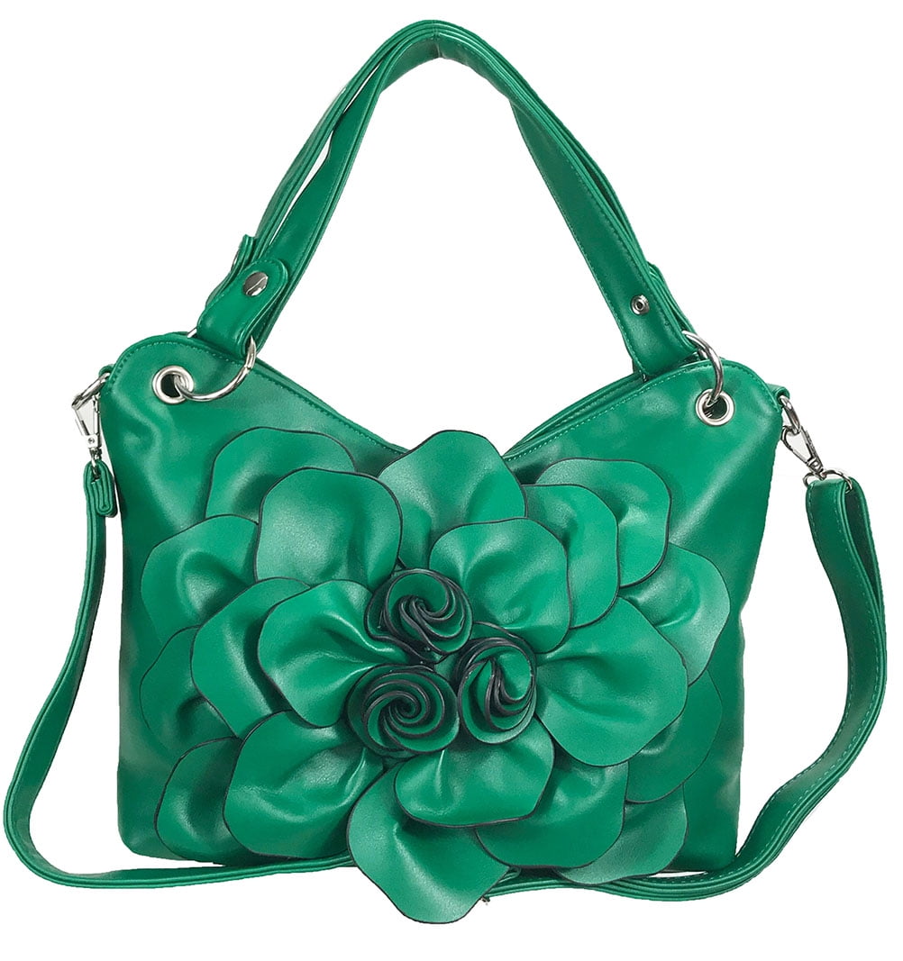 Zzfab Big Flower Purse Hobo Bag Green - Walmart.com