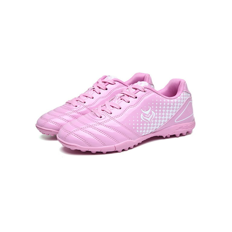 Welliumy Kids Athletic Shoe Round Toe Soccer Cleats Lace Up