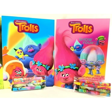 Party Favors Trolls Coloring Book & Crayon Set 12 Pack ( Assorted Style ...