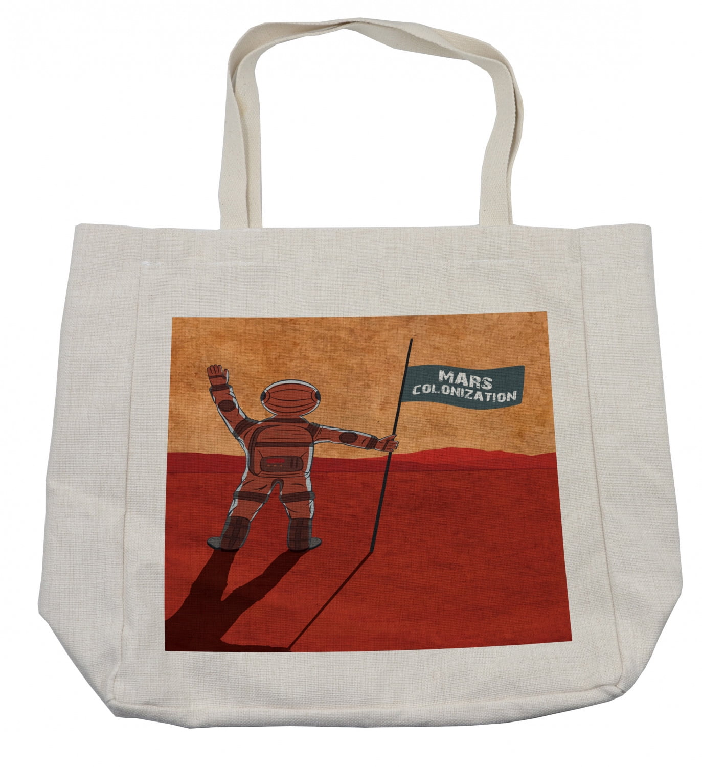 Outer Space Shopping Bag, Colonization of Mars with Cosmonaut on the ...