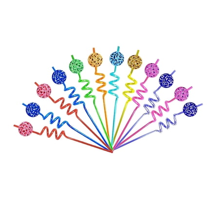 Rongfmy 12 Pieces Disco Ball Straws, 70S Disco Decorative Straws ...