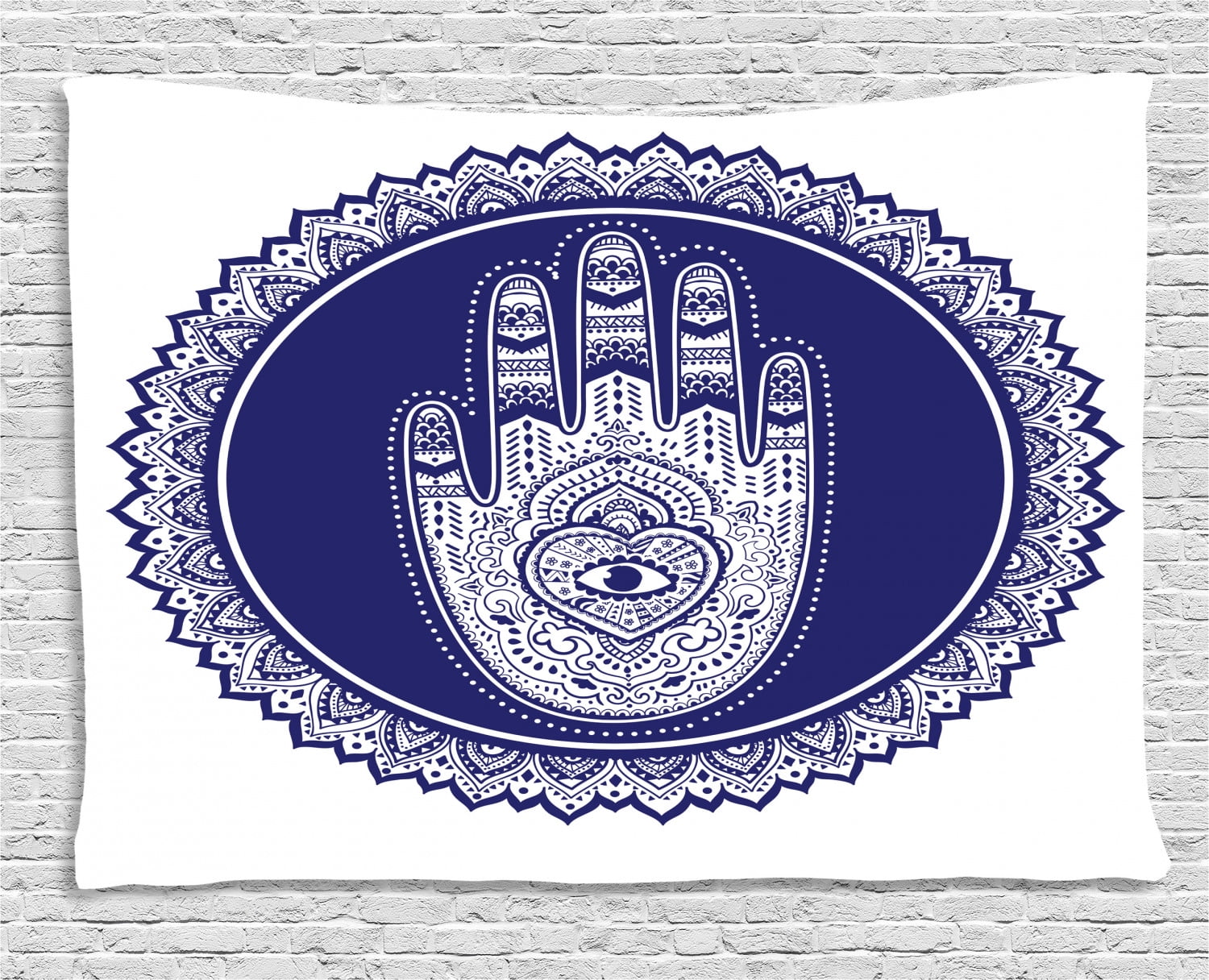 Hamsa Tapestry, Middle Eastern Mandala Motif with Oriental Hand Design ...
