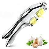 JTWEB Garlic Press, Stainless Steel 2-in-1 Garlic Crusher and Slicer ...