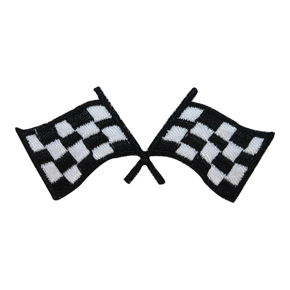 ID 1494 Checkered Racing Flag Patch Win Finish Race Embroidered Iron On ...