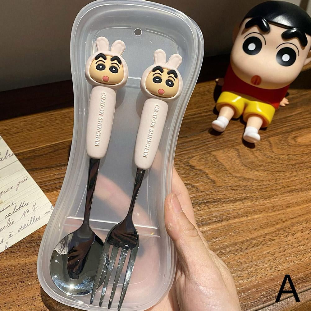 Click here for Ayffdiyi Shin-Chan Pink Spoon + Fork (Large Transp... prices