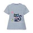 Binienty Patchwork Cat Birds Medical Uniform for Women Short Sleeve V ...