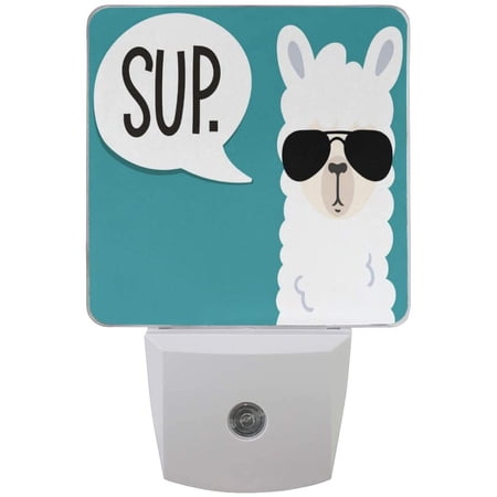 2 Pack Plug-in LED Night Light Lamp Awsome Llama with Sup Blue Printing ...