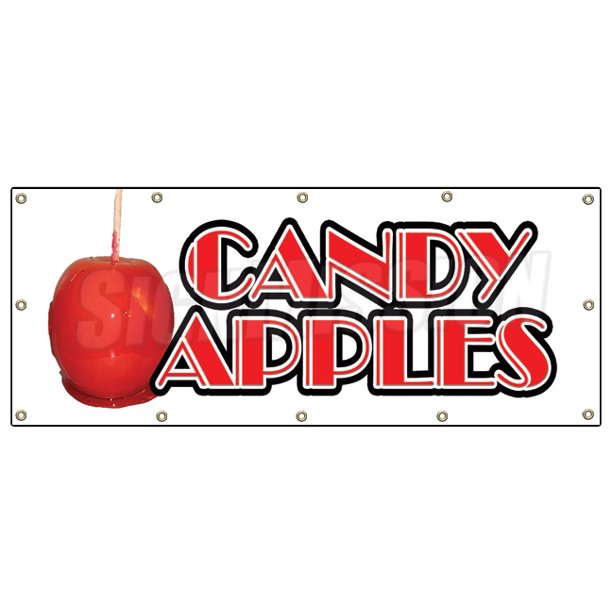 48"x120" CANDY APPLES BANNER SIGN caramel apple cart sign signs snack ...