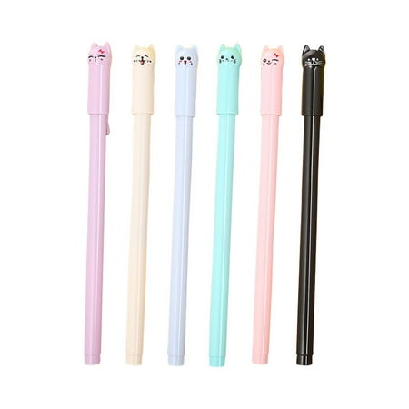 Lepai 12 Pieces Cute Cat Pen 0.5 mm Gel Kawaii Pens Black Ball Point ...