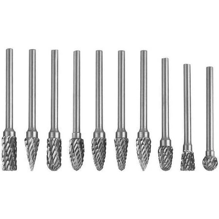 10pcs Double Cut Tungsten Rotary Burrs Solid Carbide Steel Set 3mm ...