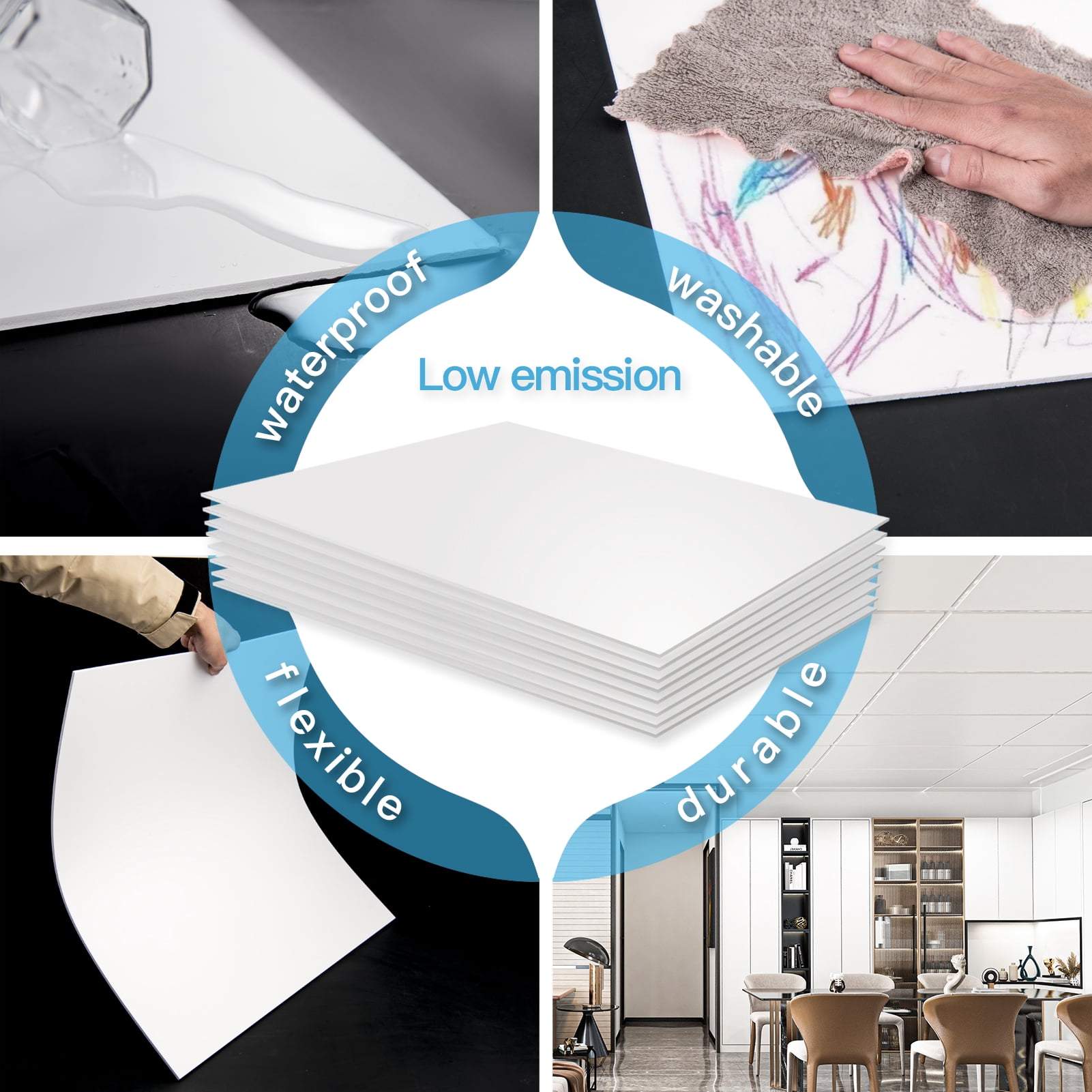 Reusable Ceiling Tiles 20-Pack 2x4 Foot PVC Drop Ceiling Tiles - Fire ...