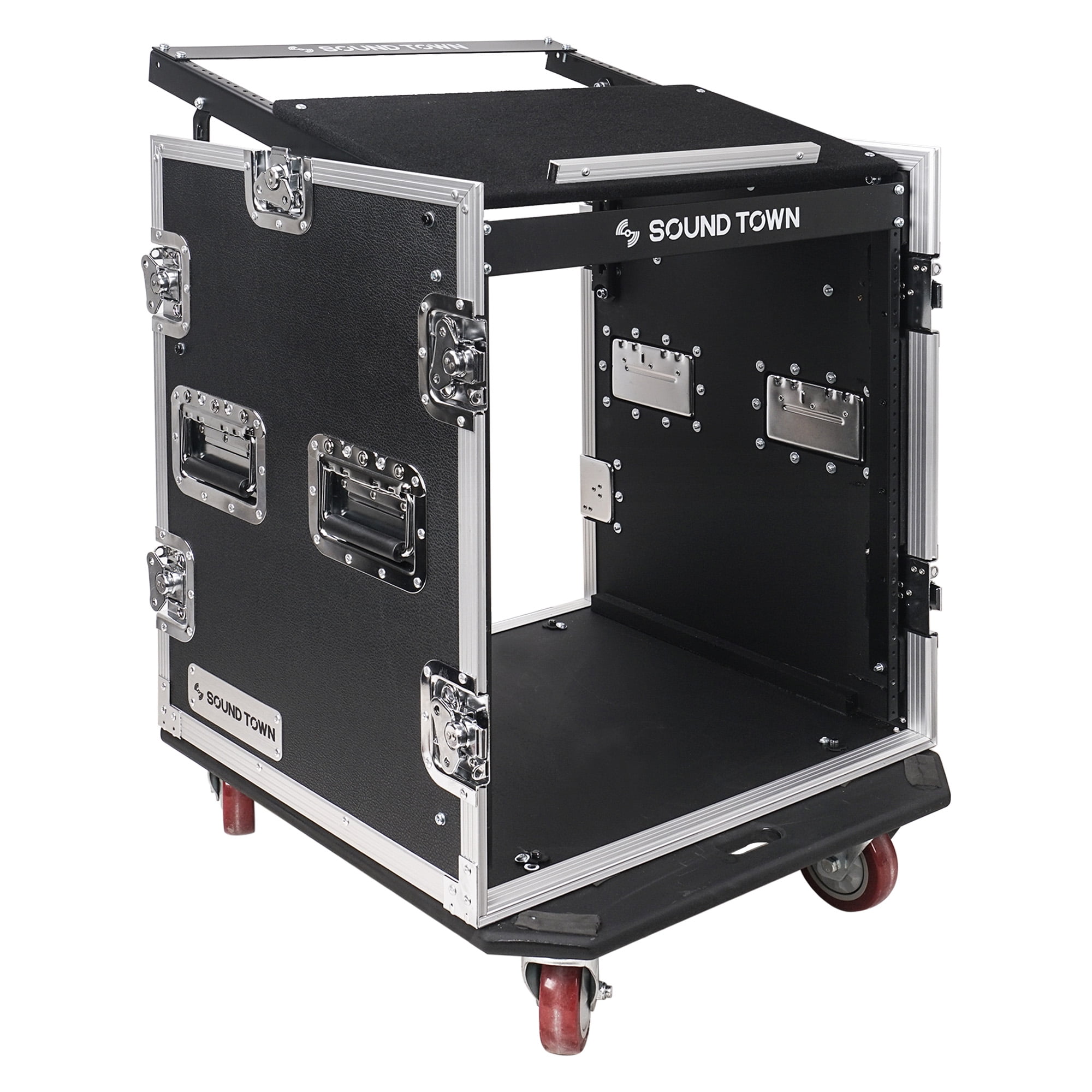 Sound Town 12U PA DJ Pro Audio Rack/Road ATA Case with 11U Slant Mixer ...
