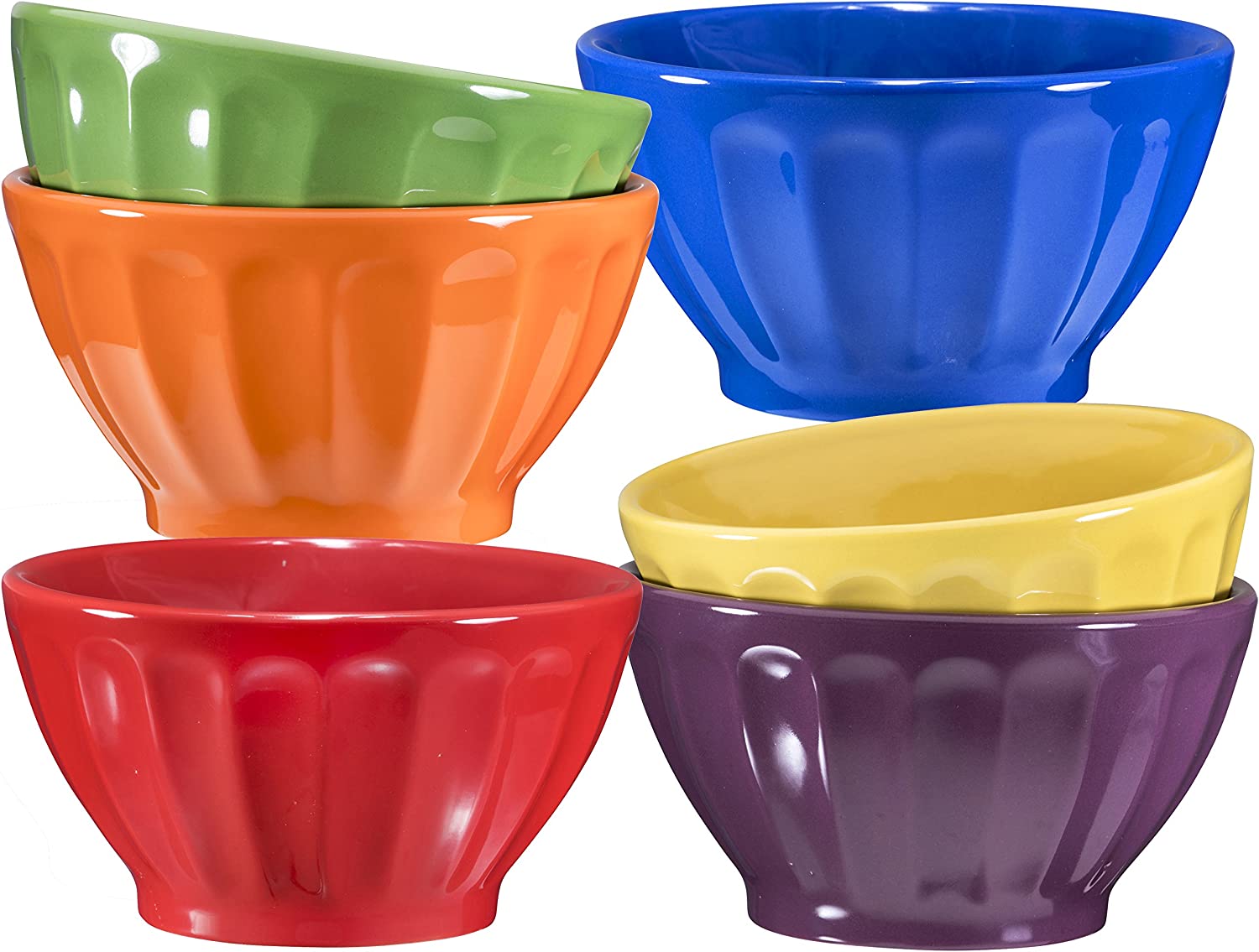 Groove Bowls - Cereal, Soup, Ice Cream, 14oz. Set of 6, Assorted Colors ...