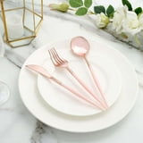 Efavormart 24 Pack | 8" Rose Gold Heavy Duty Plastic Cutlery Set ...