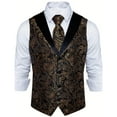 BVOFAR Mens Paisley Suit Vest Tie 3 PC Formal Floral Jacquard Waistcoat ...