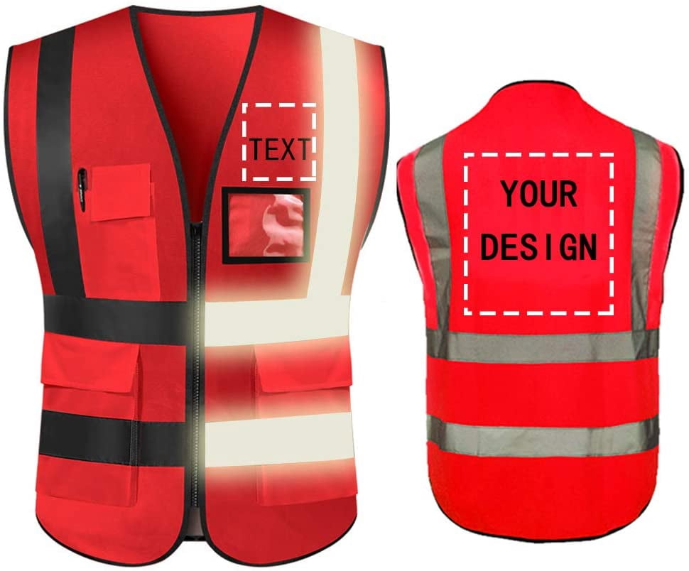 High Visibility Reflective Safety Vest Customize Logo With 5 Pockets ...