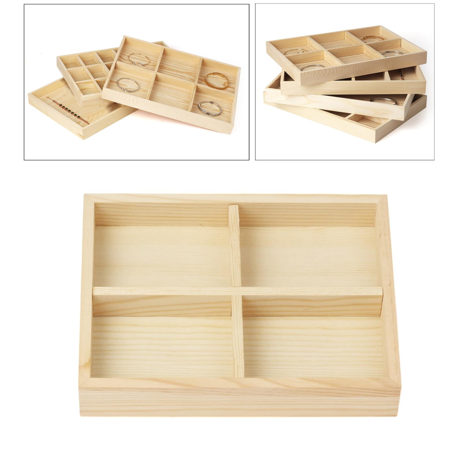 Wooden Jewelry Display Tray Case Beads Holder Gemst Stackable Ladies ...