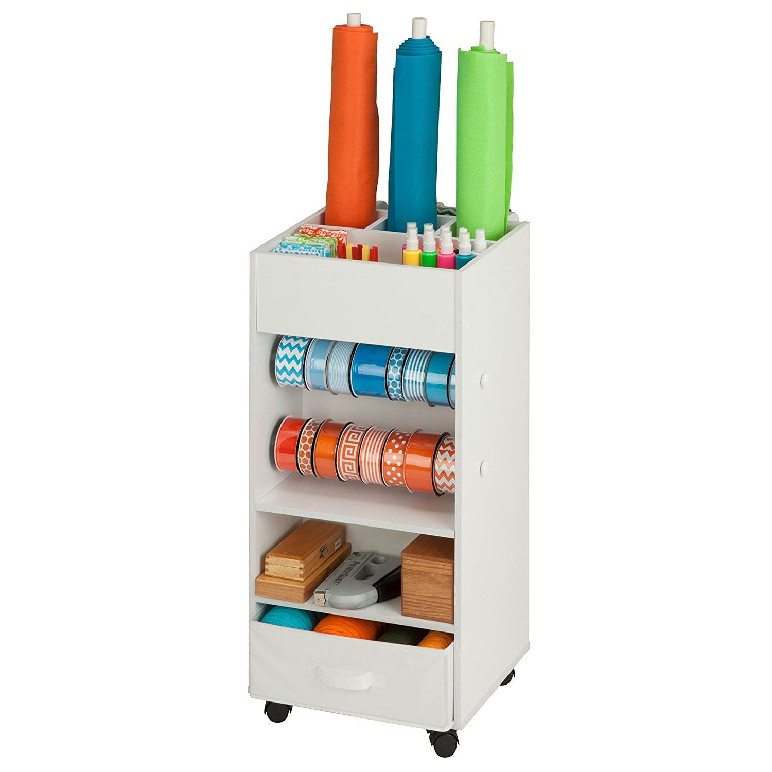 Honey Can Do Rolling Storage Cart with Fabric Drawer, White - Walmart.com