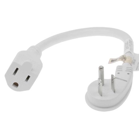 SF Cable 1ft Ultra Low Profile Angle NEMA 5-15P to NEMA 5-15R Power Cord - White - Walmart.com