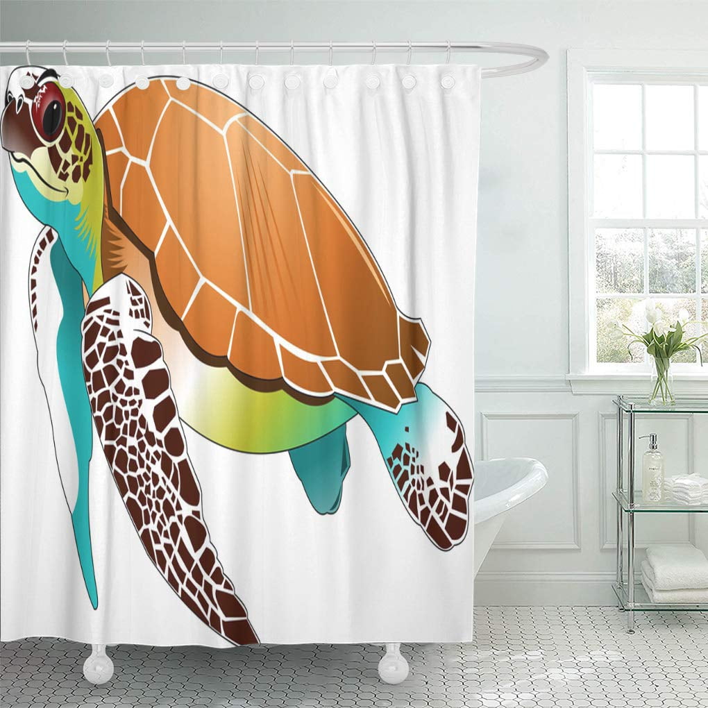 CYNLON Cartoon Underwater Big Beautiful Sea Turtle Swimming in The ...