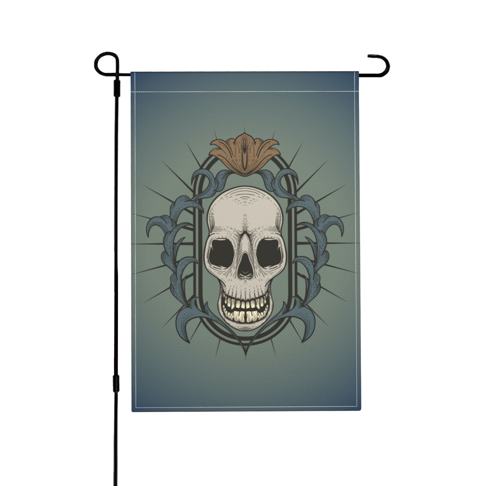 TEQUAN Halloween Death Skull and Rose Garden Flags, 18 x 12 inch Double ...
