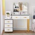 Wharick Vanity Desk Makeup Table with Lighted Mirror Modern Corner ...