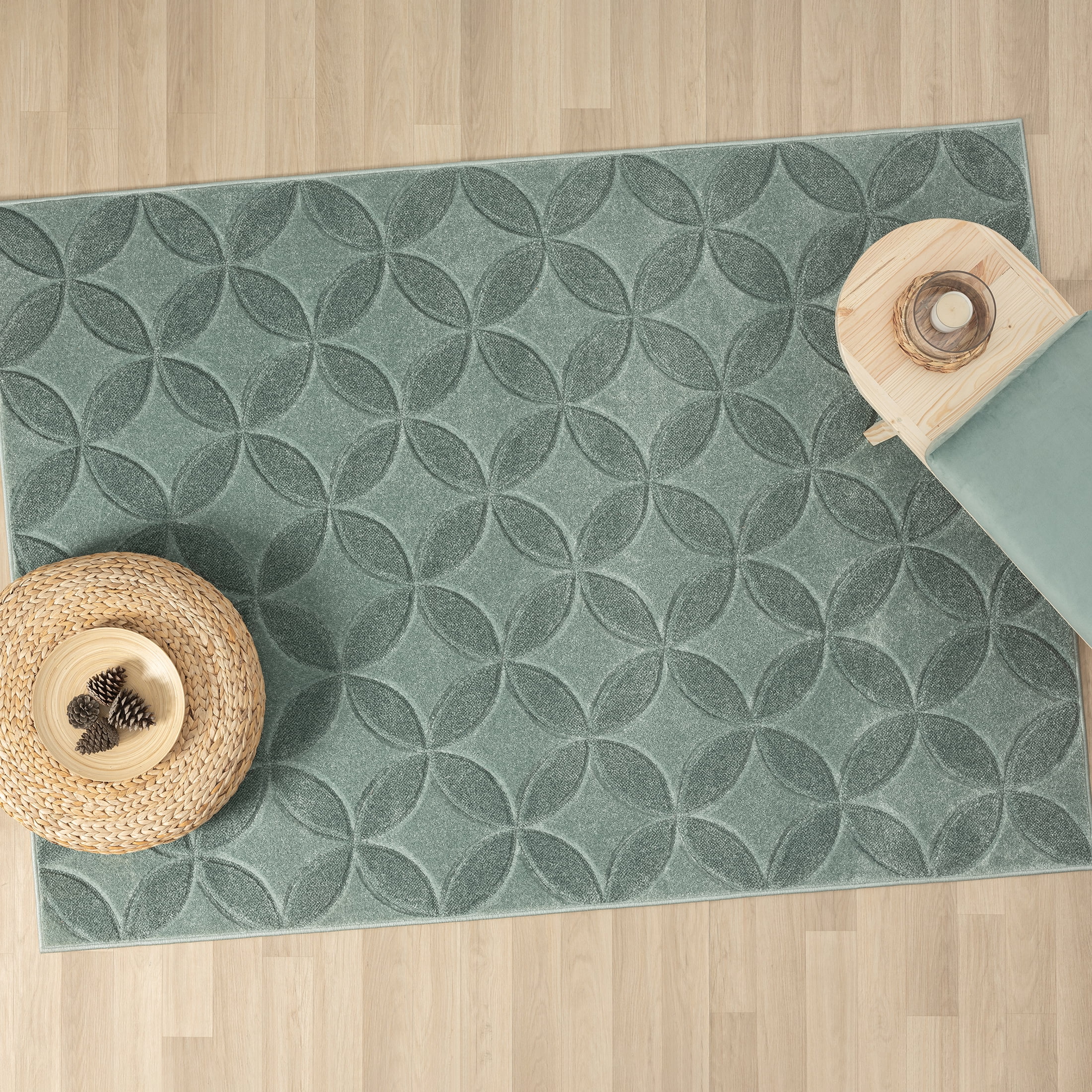 Better Homes & Gardens Carved Geometric Polypropylene Area Rug, Teal, 5 ...