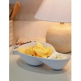 LUSHIG White Chip and Dip Serving Set with Divided Melamine Tray for ...