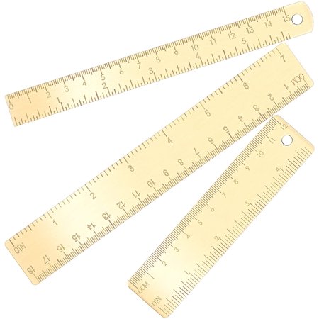 3 Pieces Gold Brass Rulers Durable Brass Straight Edge Rulers MM Inch ...