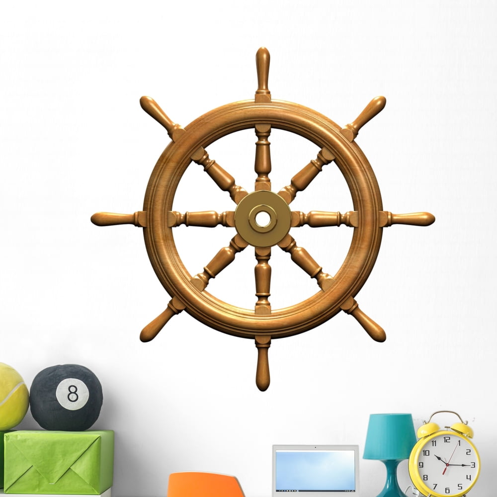 Ship Wheel Wall Decal by Wallmonkeys Peel and Stick Graphic (48 in H x ...