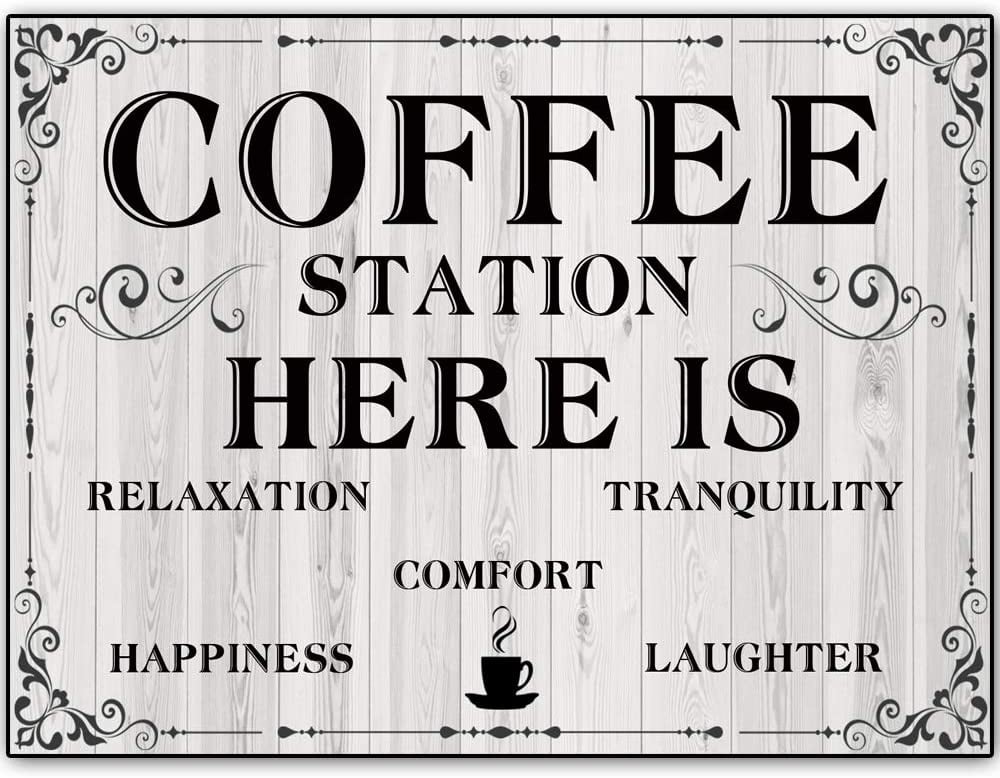 Original Retro Design Coffee Station Wood Signs Wall Art|Natural Wooden ...