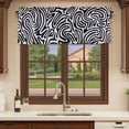 Black Swirling Lines 2 Panels Kitchen Valance, Curves Waves Modern ...