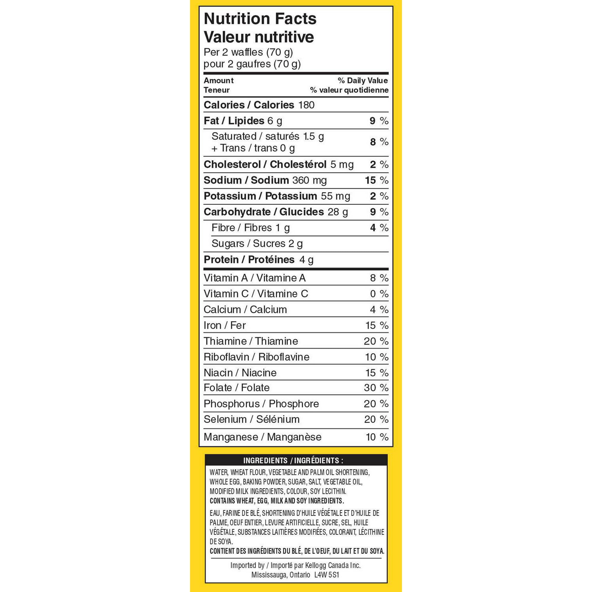 Eggo Waffles Nutrition Facts Label Pensandpieces