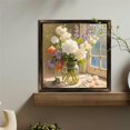 8x8 Inch Framed Wood Wall Art, Square Painting Featuring Vibrant Floral ...