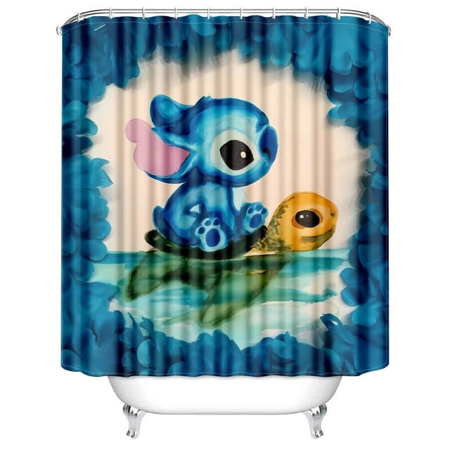 Lilo Stitch Cartoon Shower Curtain Aesthetics Cloth Fabric Bathroom