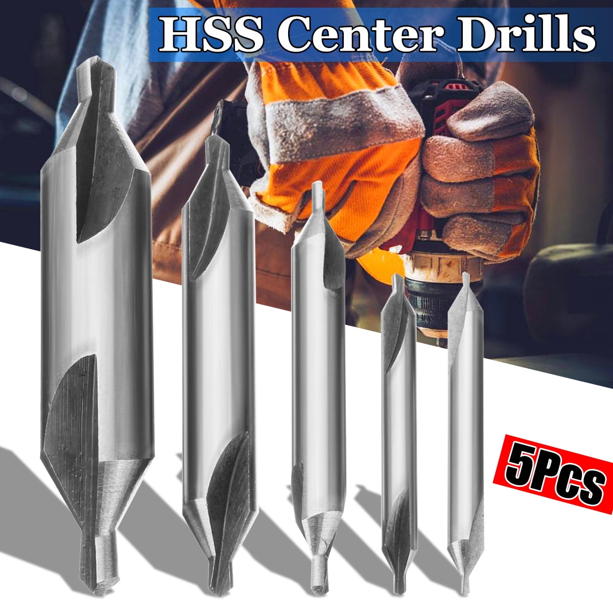 5Pcs 60° Combined HSS Center Drill Countersink Bit Lathe Mill Tackle ...