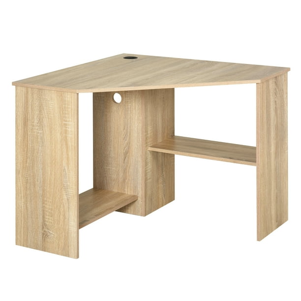HomCom Corner Computer Desk with Storage Shelf, Writing Table Study ...
