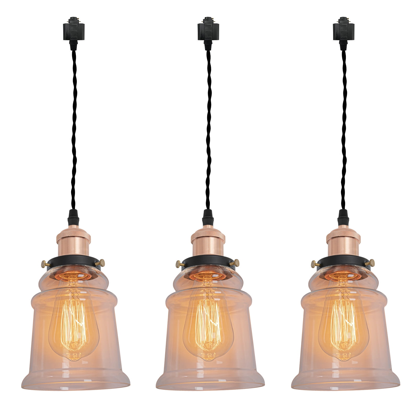 Kiven H Track Pendant Lightning, 3 Lights Modern H Track Lighting Glass ...