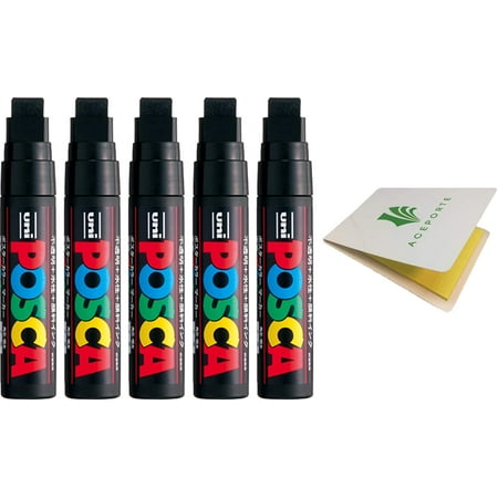 Uni POSCA Paint Marker Pen, 5 Black Pen Set (PC17K.24) - Extra Bold ...