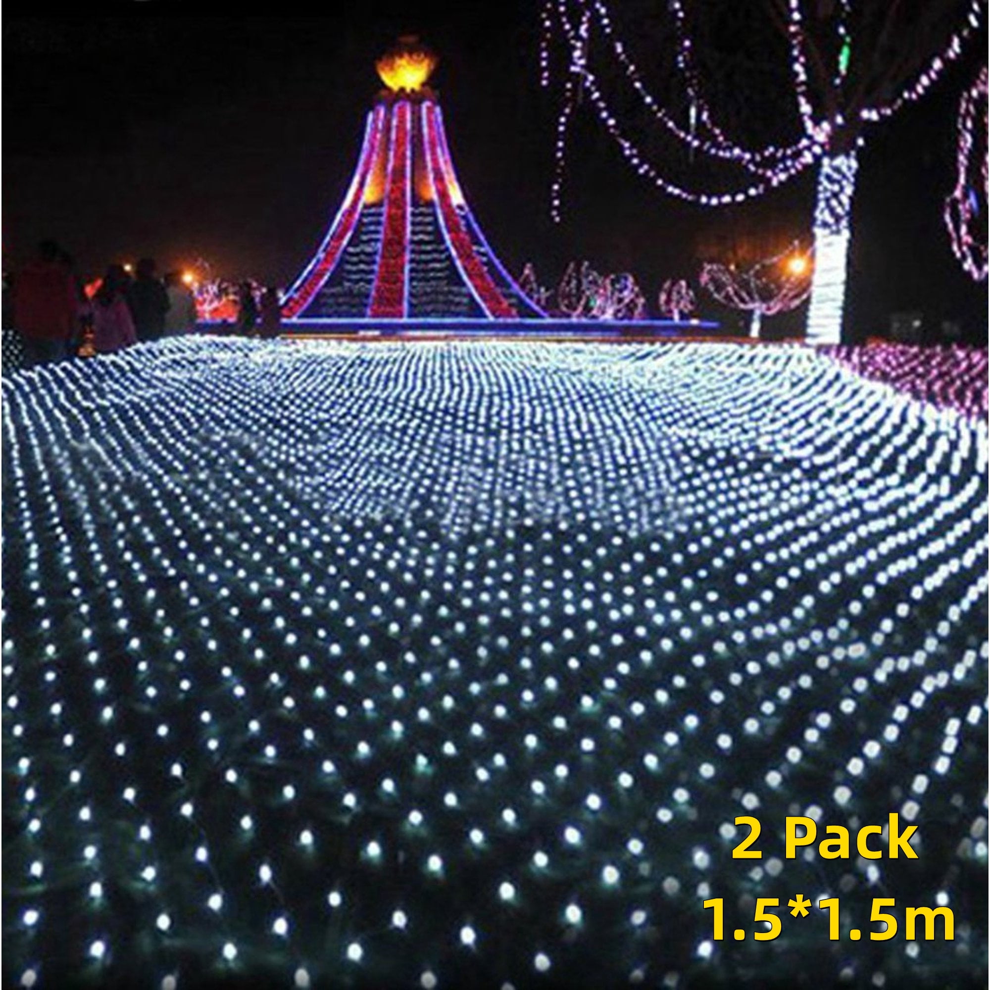 6.5ft x 10ft LED Mesh Net String Lights Christmas Fairy String Lights ...