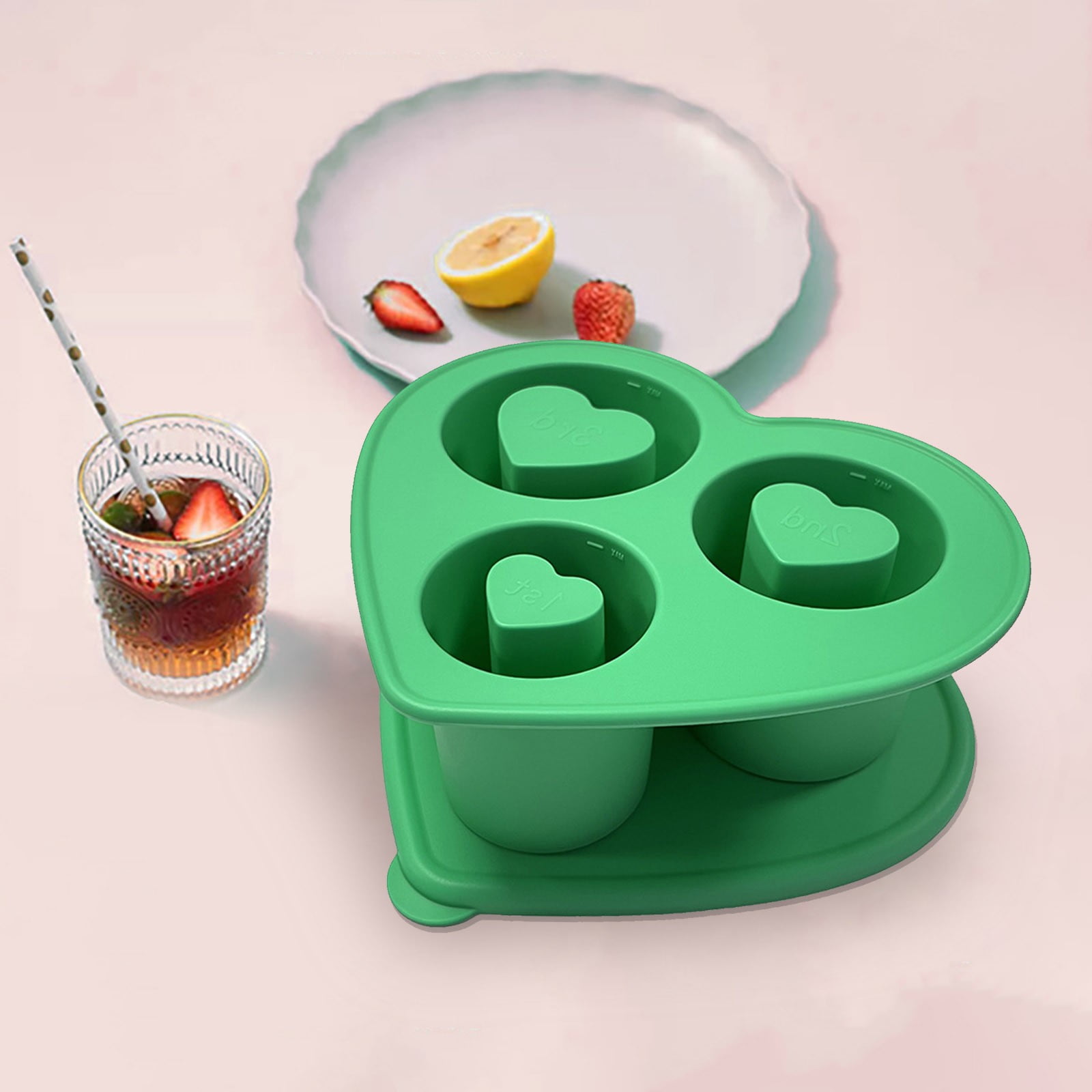 Bandeja de Hielo Ganfancp 2024 con Tapa para 20-40 Vasos 3 Moldes En Forma de Corazón ...